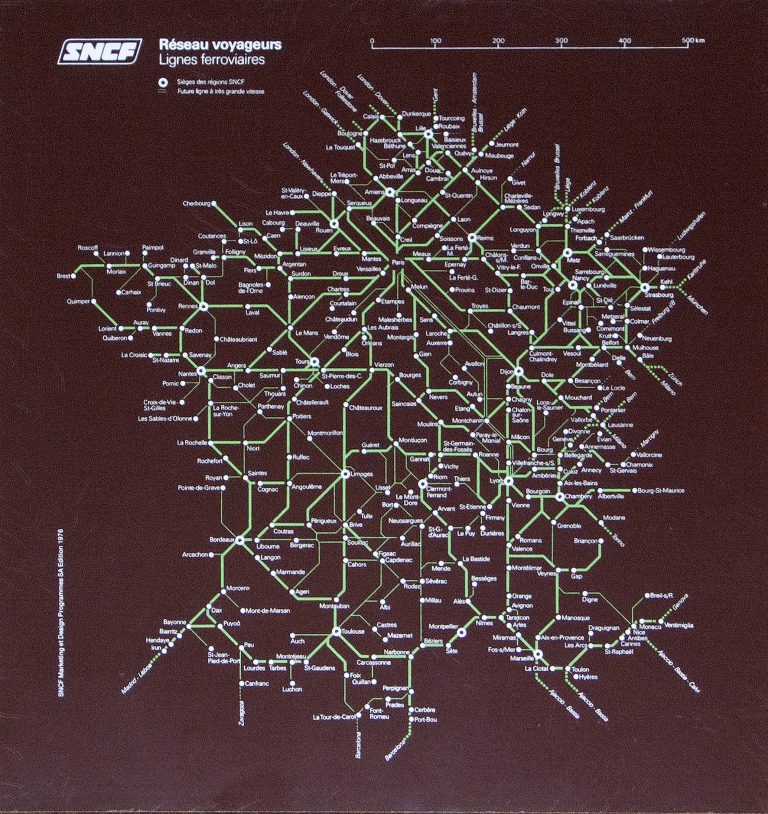 French SNCF Passenger Railway Network Typographic Map • Rudi Meyer ...